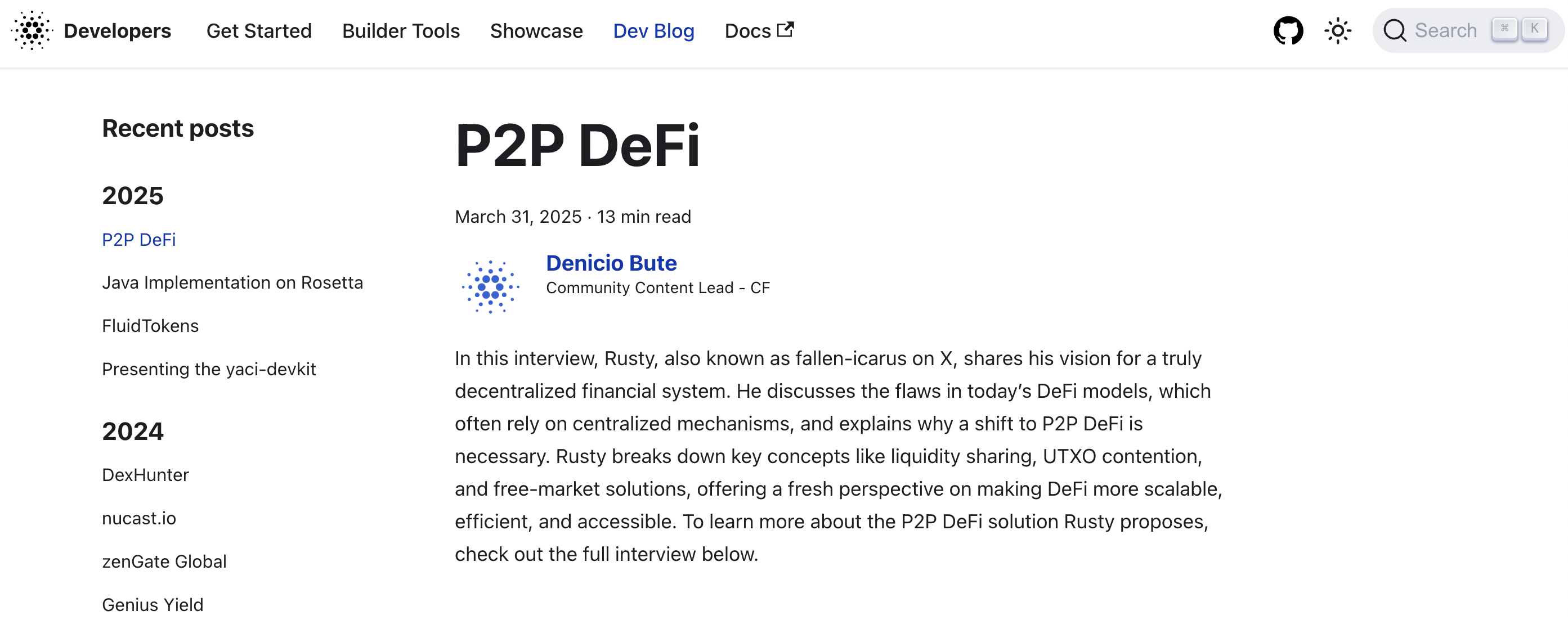 P2P DeFi Interview | Cardano Developer Portal