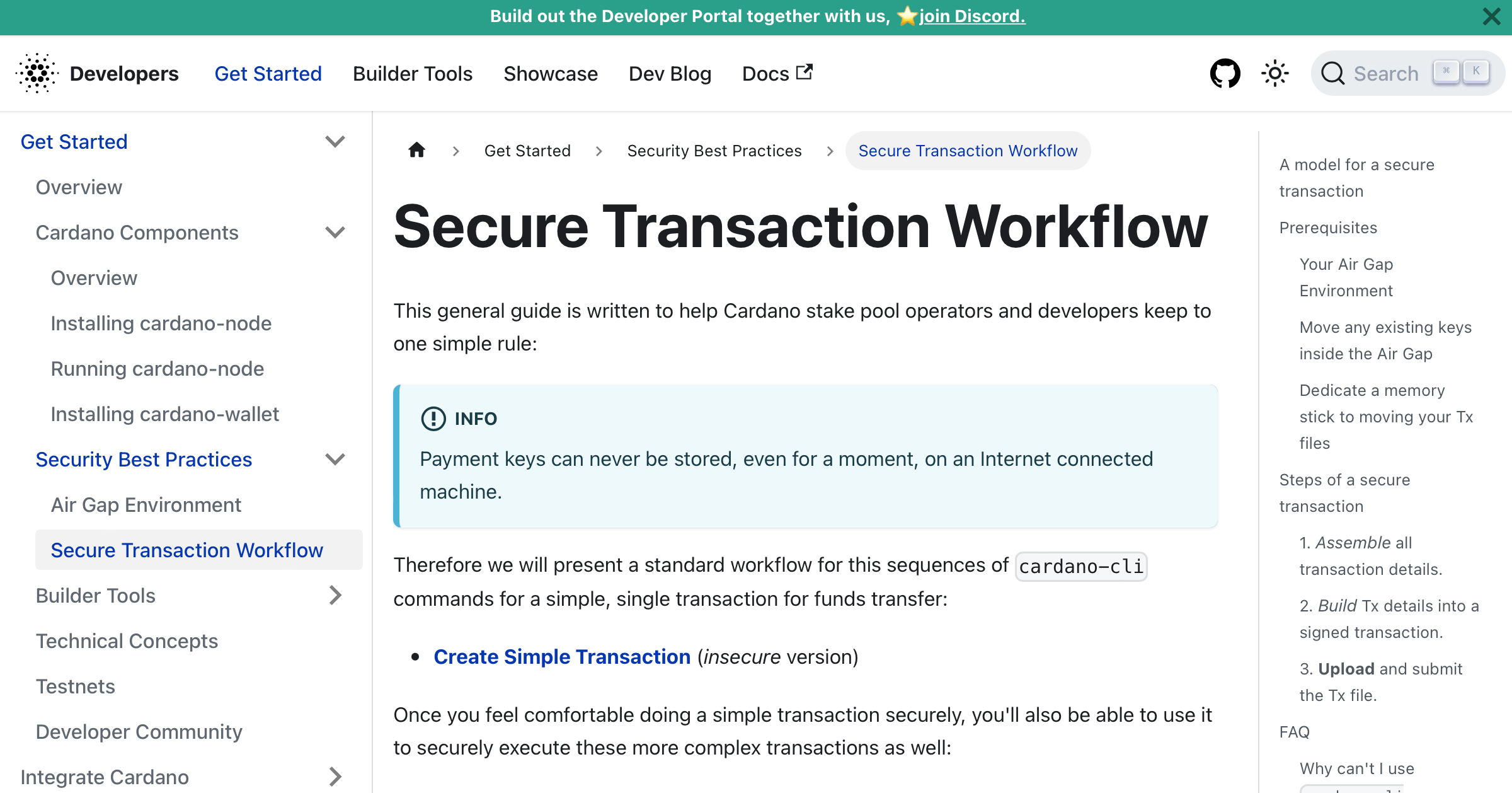 Secure Transaction Workflow | Cardano Developer Portal